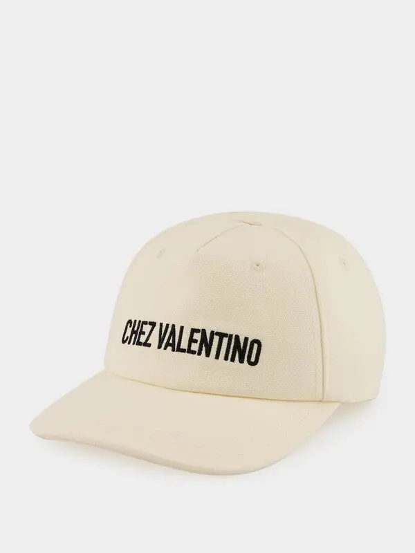 Valentino Garavani Cotton Chez Baseball Cap - Cream