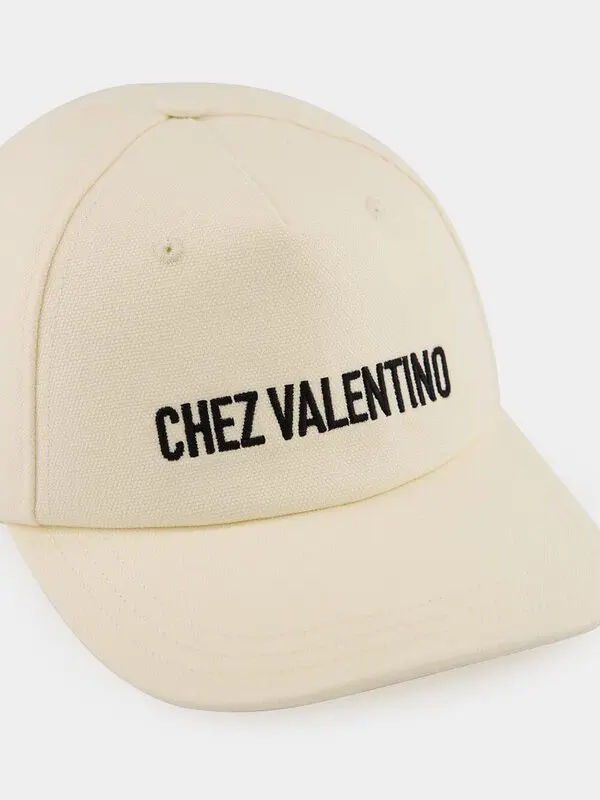 Valentino Garavani Cotton Chez Baseball Cap - Cream