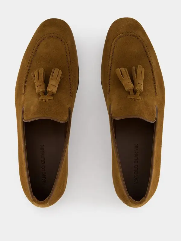 Manolo Blahnik Chester Suede Tassel Loafers