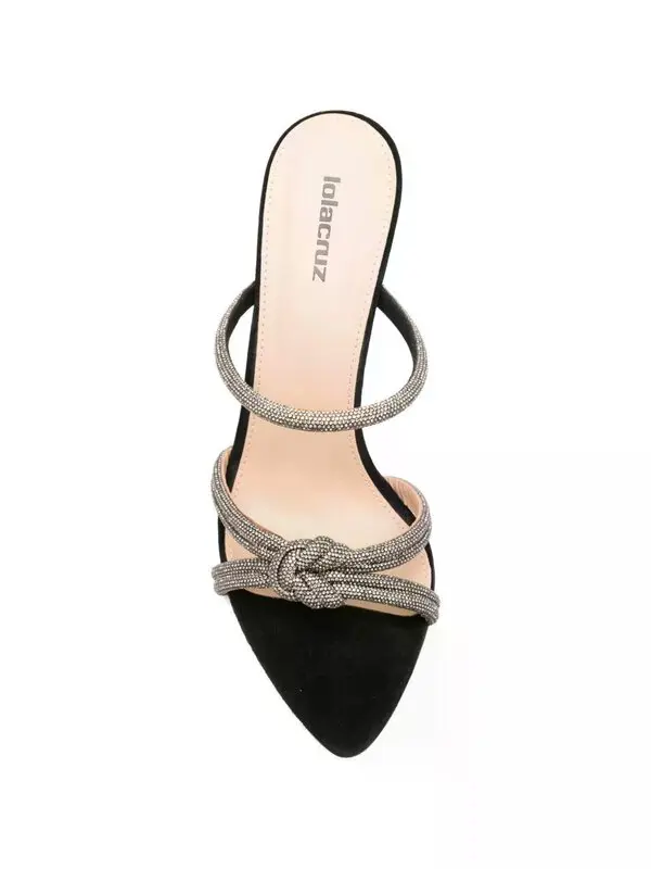 Lola Cruz Embellished Knotted Sandals - Black