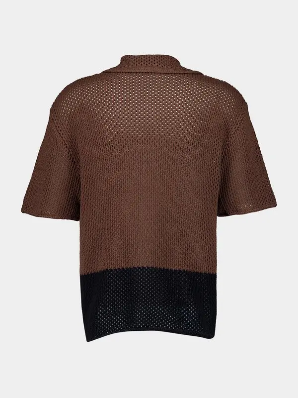 Commas Two-tone Crochet Polo Shirt