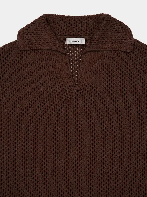Commas Two-tone Crochet Polo Shirt