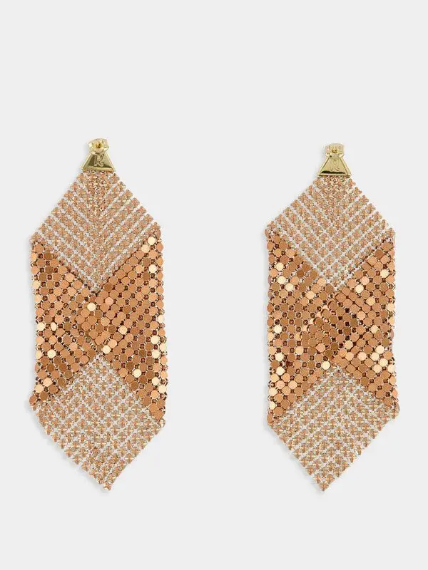 Rabanne Copper Chainmail Dangle Earrings - Brown