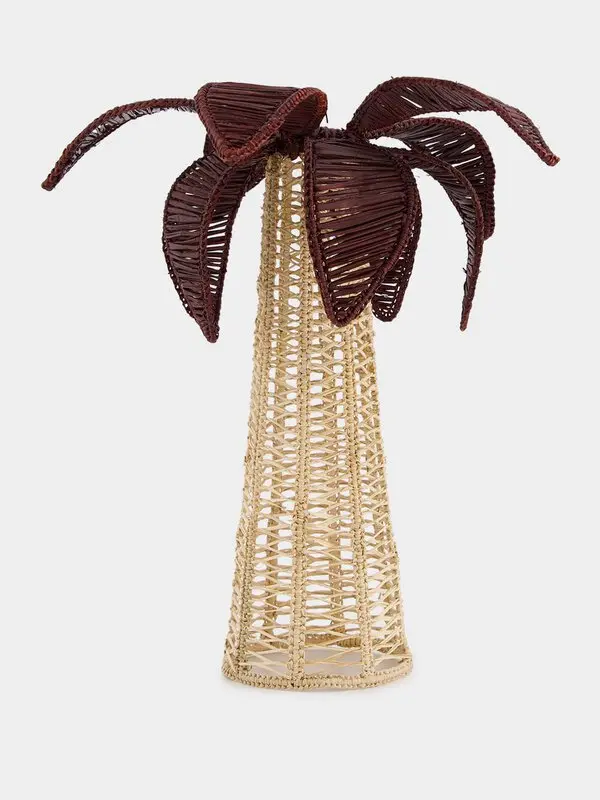 Coro Cora Burgundy Palm Tree Iraca Large Candle Holder - Brown