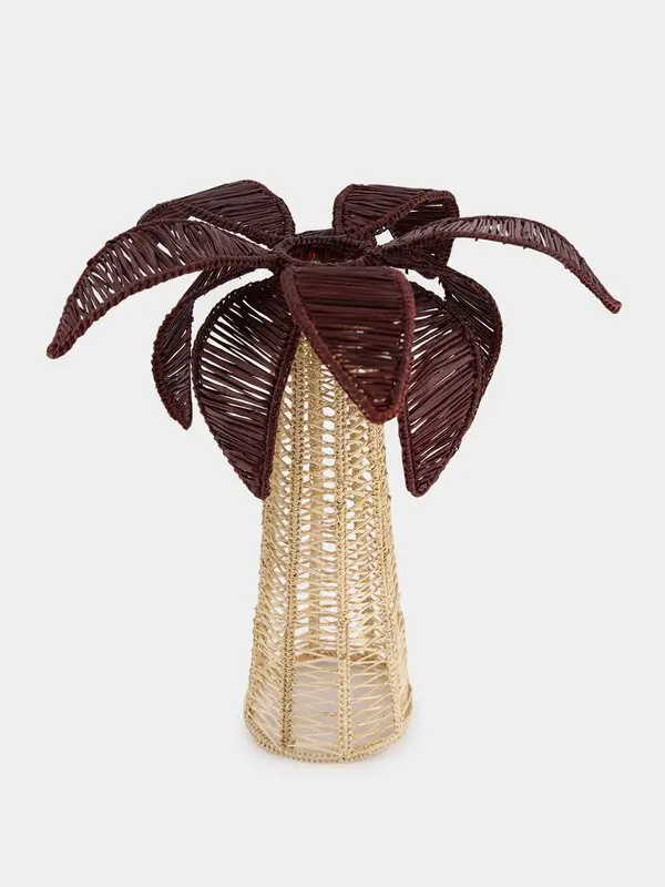 Coro Cora Burgundy Palm Tree Iraca Large Candle Holder - Brown
