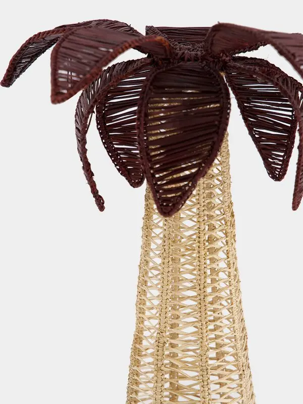 Coro Cora Burgundy Palm Tree Iraca Large Candle Holder - Brown