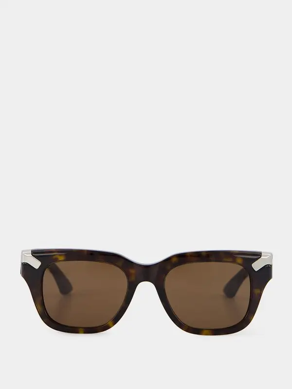 Alexander McQueen Havana Punk Rivet Square Sunglasses - Brown