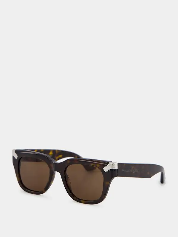 Alexander McQueen Havana Punk Rivet Square Sunglasses - Brown