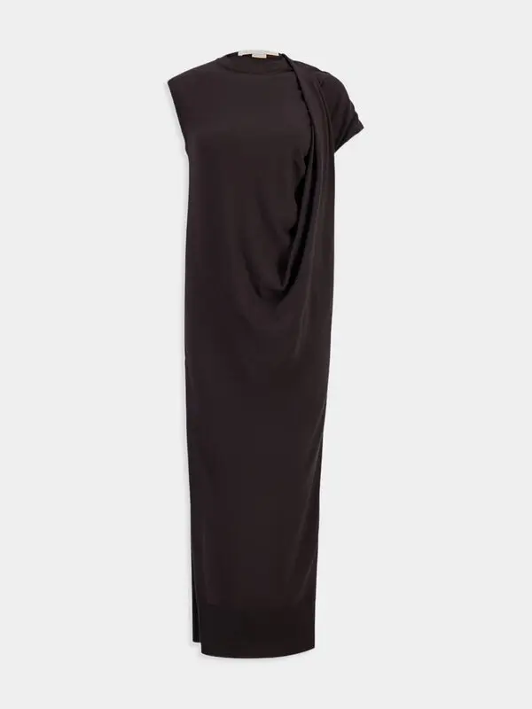 Stella McCartney Asymmetric Draped Maxi Dress - Brown