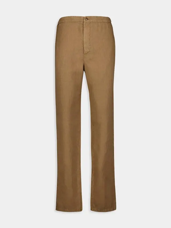 Boglioli Tailored Linen Trousers - Brown
