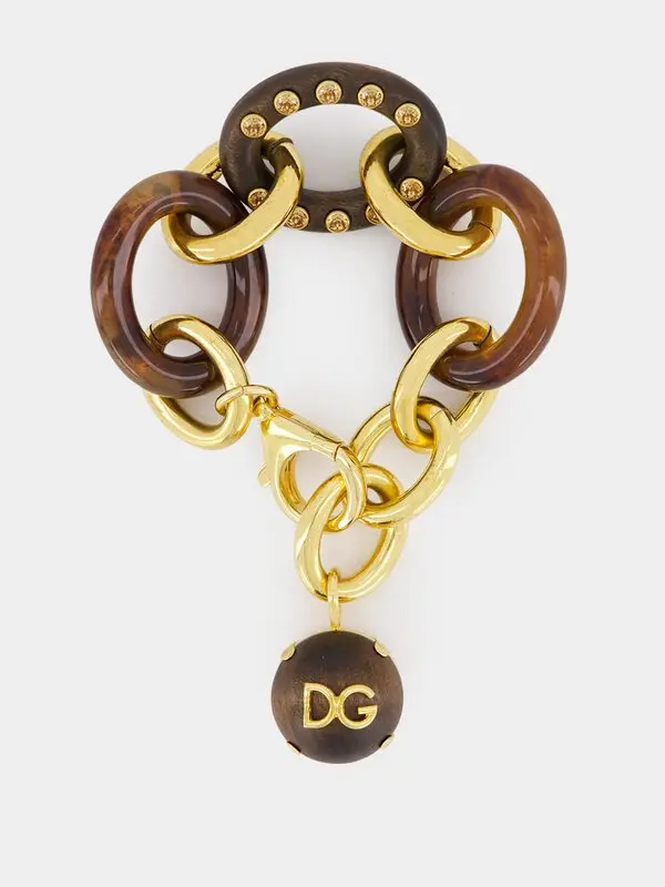Dolce & Gabbana Gold Tortoiseshell Chain Bracelet - Brown