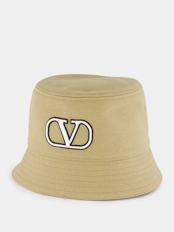 Valentino Garavani Cotton Bucket Hat With Vlogo - Beige