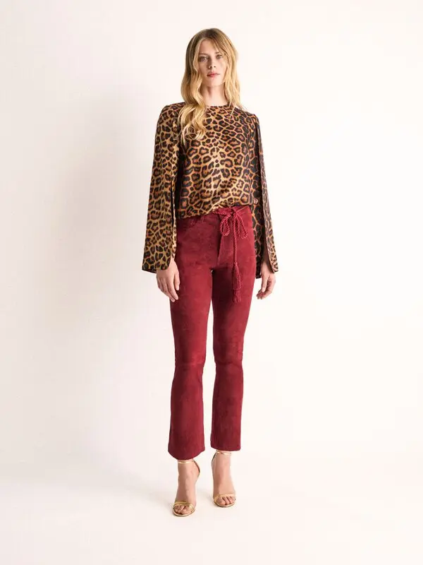 PAULA Acorus Junglito Print Silk Blouse - Brown