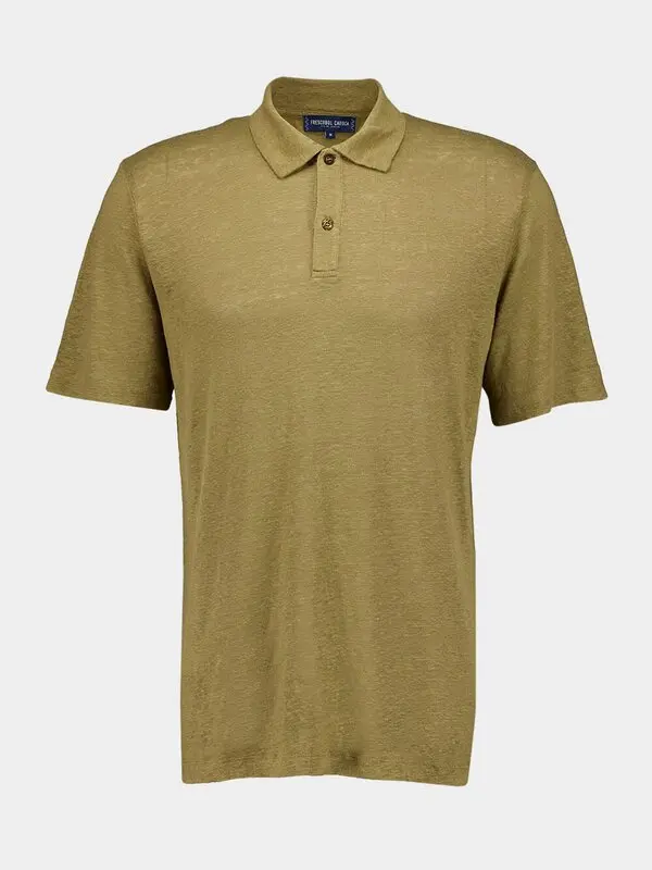 Frescobol Carioca Spinach Mello Linen Polo - Brown