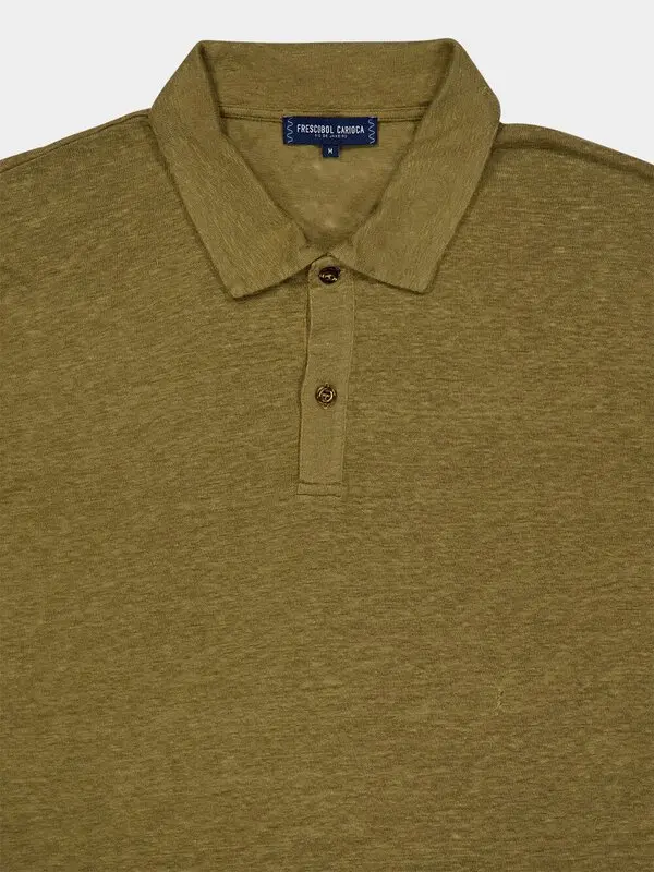 Frescobol Carioca Spinach Mello Linen Polo - Brown