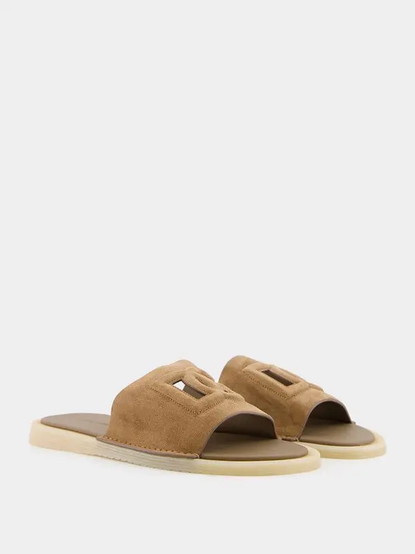 Dolce & Gabbana Dg Logo Suede Sliders