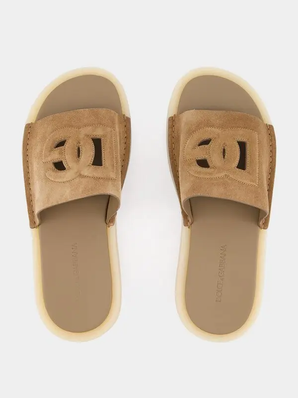 Dolce & Gabbana Dg Logo Suede Sliders