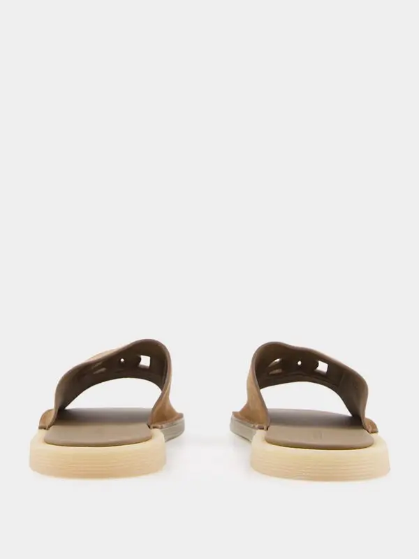 Dolce & Gabbana Dg Logo Suede Sliders - Brown