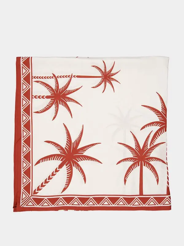La DoubleJ Date Palms Brick Large Tablecloth - Burgundy