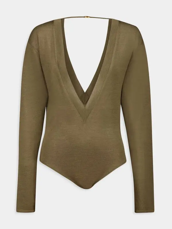 Saint Laurent V-neck Bodysuit - Brown