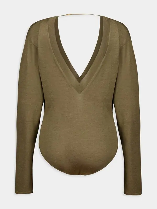 Saint Laurent V-neck Bodysuit - Brown