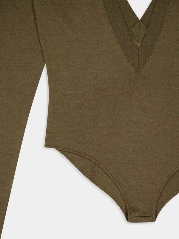 Saint Laurent V-neck Bodysuit - Brown