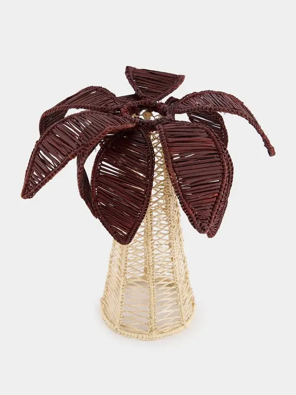 Coro Cora Burgundy Palm Tree Iraca Medium Candle Holder - Brown