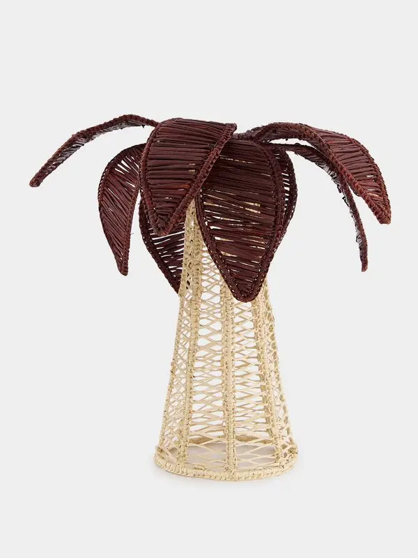 Coro Cora Burgundy Palm Tree Iraca Medium Candle Holder - Brown