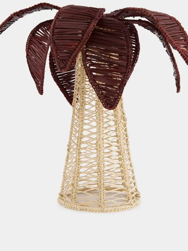 Coro Cora Burgundy Palm Tree Iraca Medium Candle Holder - Brown