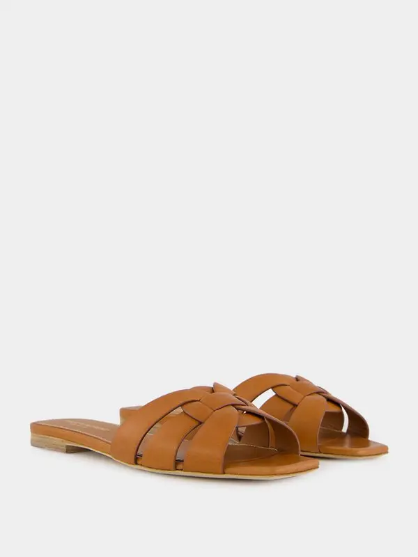 Saint Laurent Tribute Flat Sandals - Brown