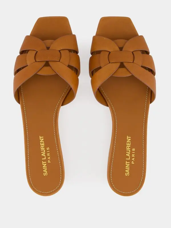 Saint Laurent Tribute Flat Sandals - Brown
