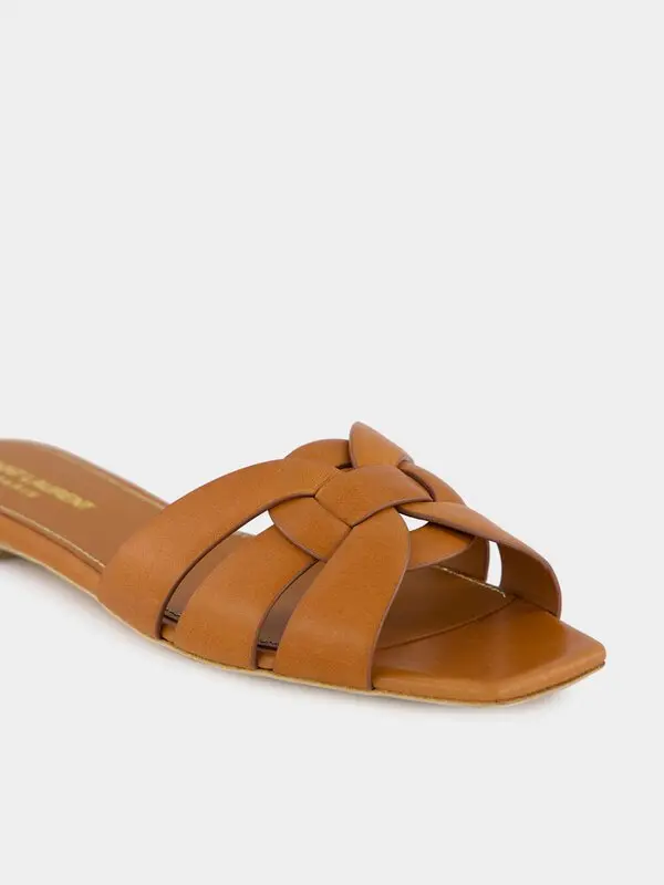 Saint Laurent Tribute Flat Sandals - Brown