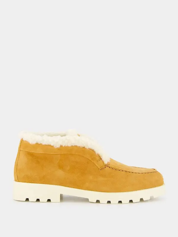 Santoni Shearling-lined Suede Boots - Brown