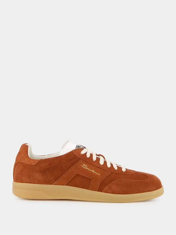 Santoni Suede Dbs Oly Sneaker - Brown