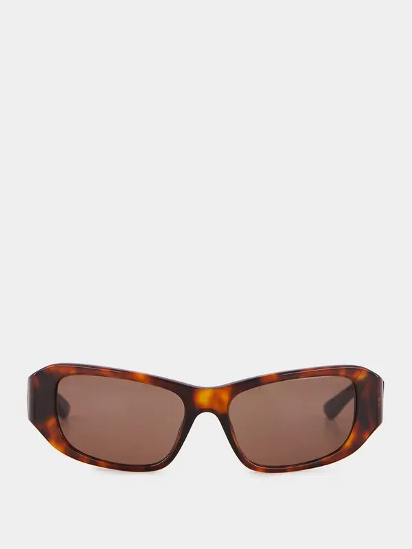 Balenciaga Havana Rectangle Sunglasses - Brown