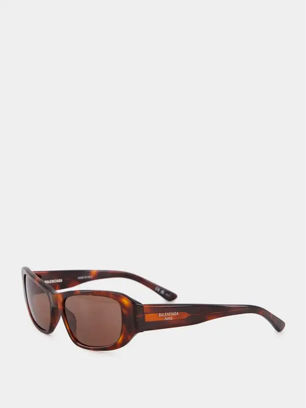 Balenciaga Havana Rectangle Sunglasses - Brown