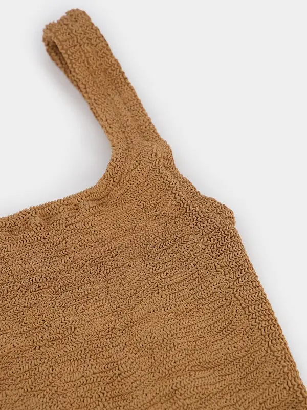 Hunza G Metallic Cocoa Square Neck Nile Swimsuit