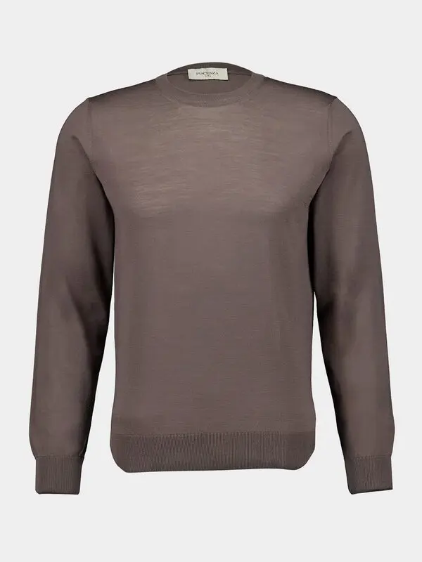 PIACENZA CASHMERE 1733 Virgin Wool Crew Neck Sweater - Brown