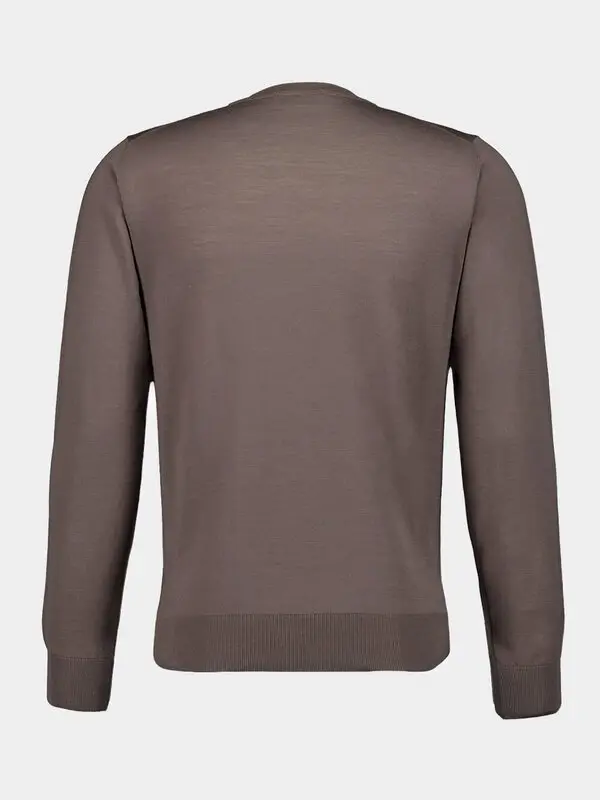 PIACENZA CASHMERE 1733 Virgin Wool Crew Neck Sweater - Brown