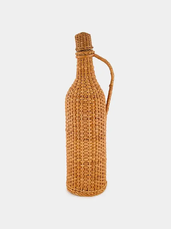 HOUSE OF CAPRICORN Camacha Natural Wicker Glass Flask - Brown