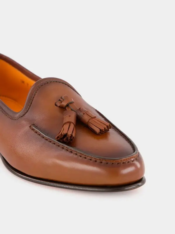 Santoni Leather Loafer With Tassel