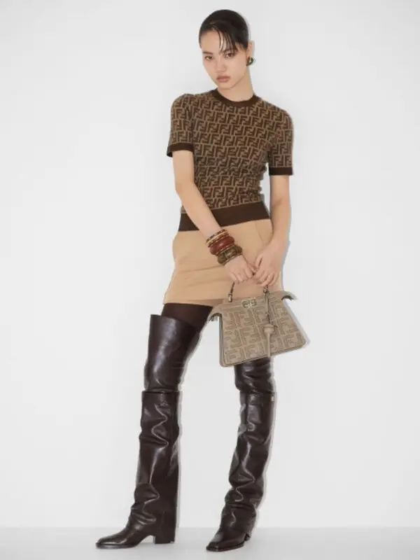 Fendi Ff Jacquard Cotton Jumper - Brown