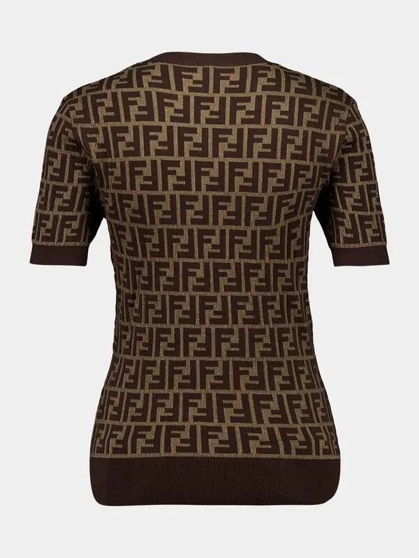 Fendi Ff Jacquard Cotton Jumper - Brown
