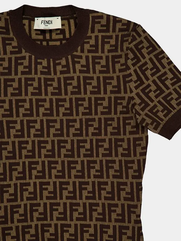 Fendi Ff Jacquard Cotton Jumper - Brown