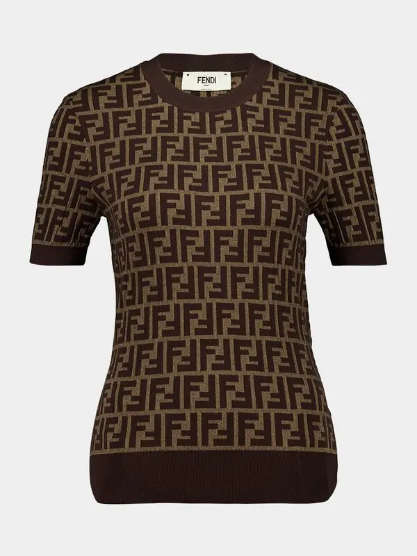 Fendi Ff Jacquard Cotton Jumper - Brown