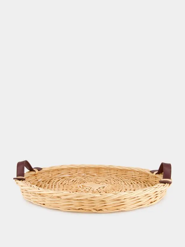 HOUSE OF CAPRICORN Vitória Wicker And Leather Tray - Brown