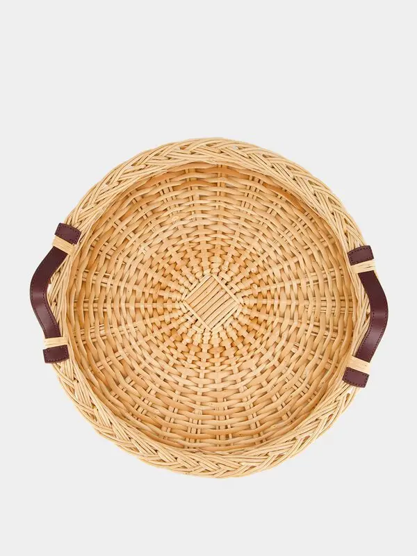 HOUSE OF CAPRICORN Vitória Wicker And Leather Tray - Brown