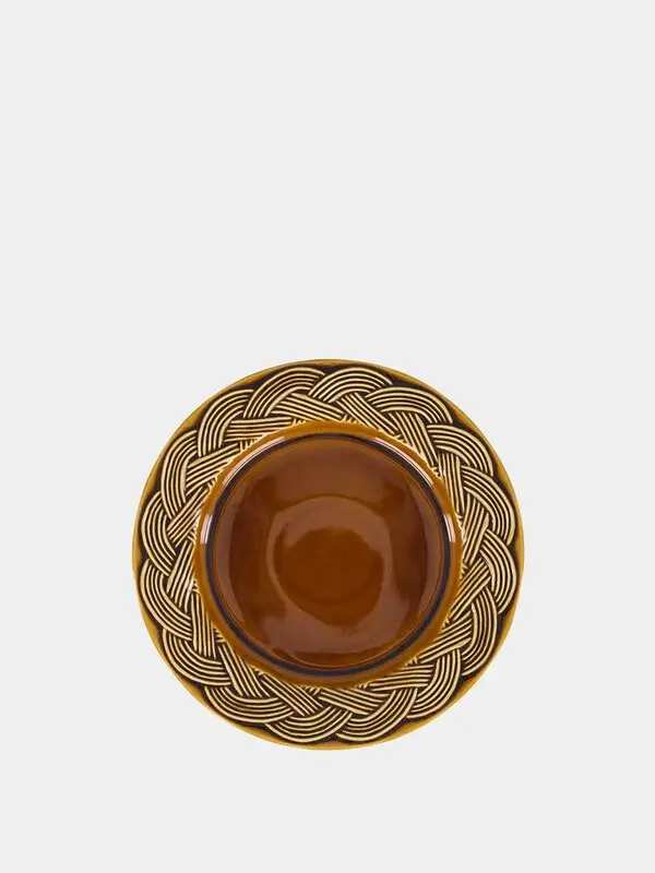 HOUSE OF CAPRICORN Vime Ceramic Dessert Plate By - Brown