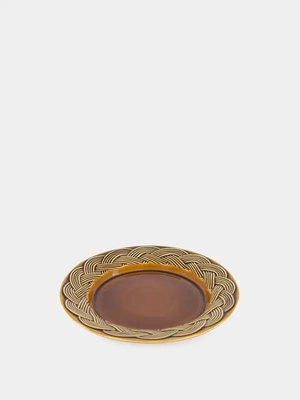 HOUSE OF CAPRICORN Vime Ceramic Dessert Plate By - Brown