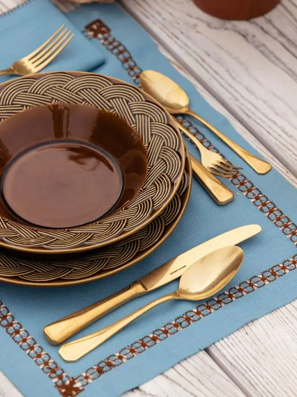 HOUSE OF CAPRICORN Vime Ceramic Dinner Plate By - Brown